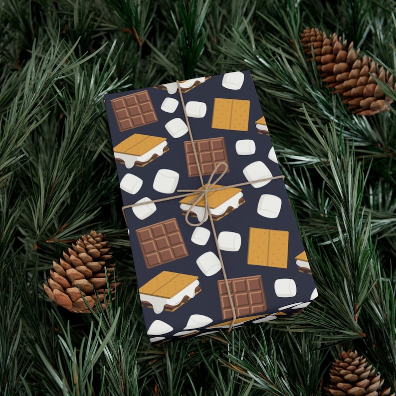 Smores on Black Camping Birthday Gift Wrapping Paper - Etsy
