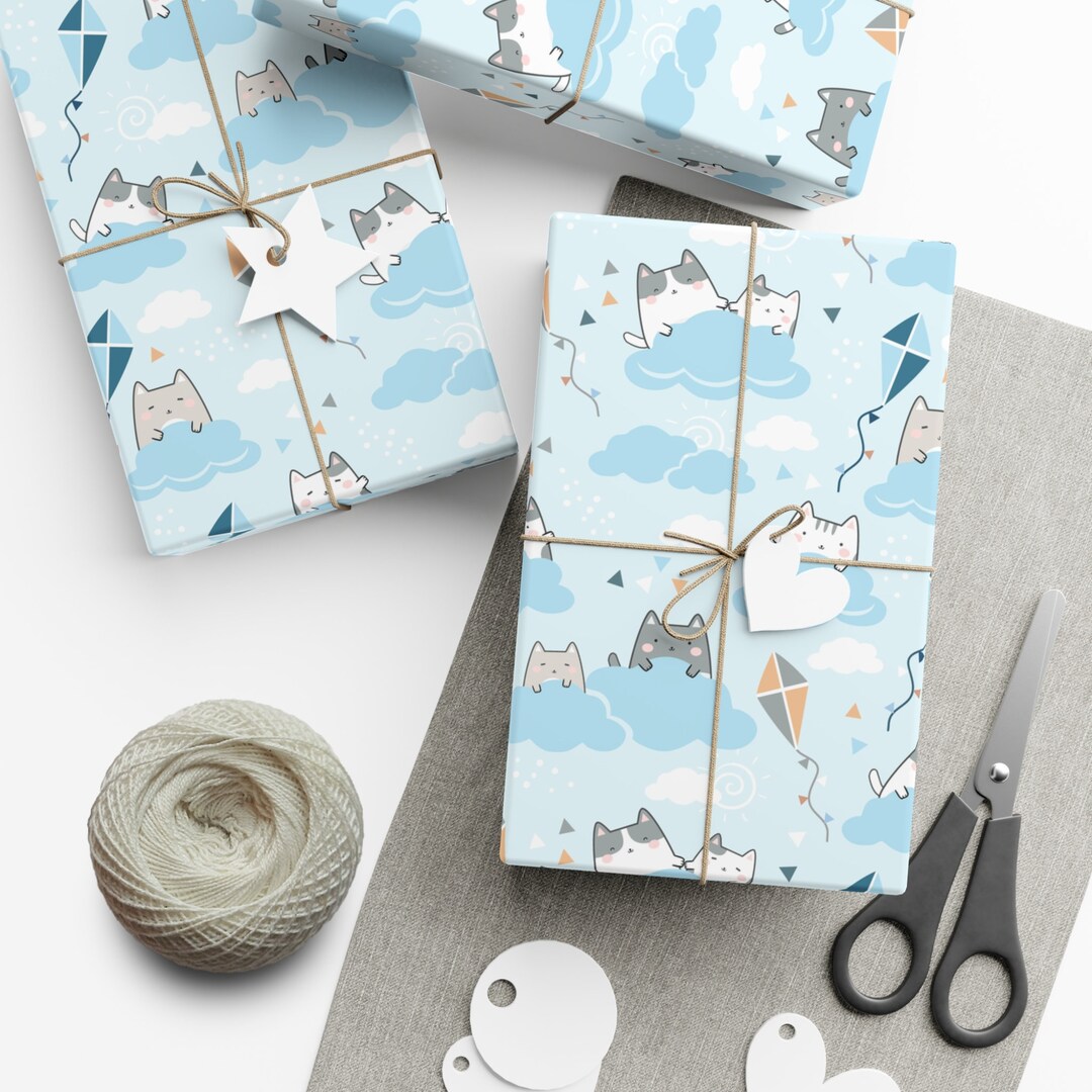 Kawaii Cats Flying Kites Gift Wrapping Paper - Etsy
