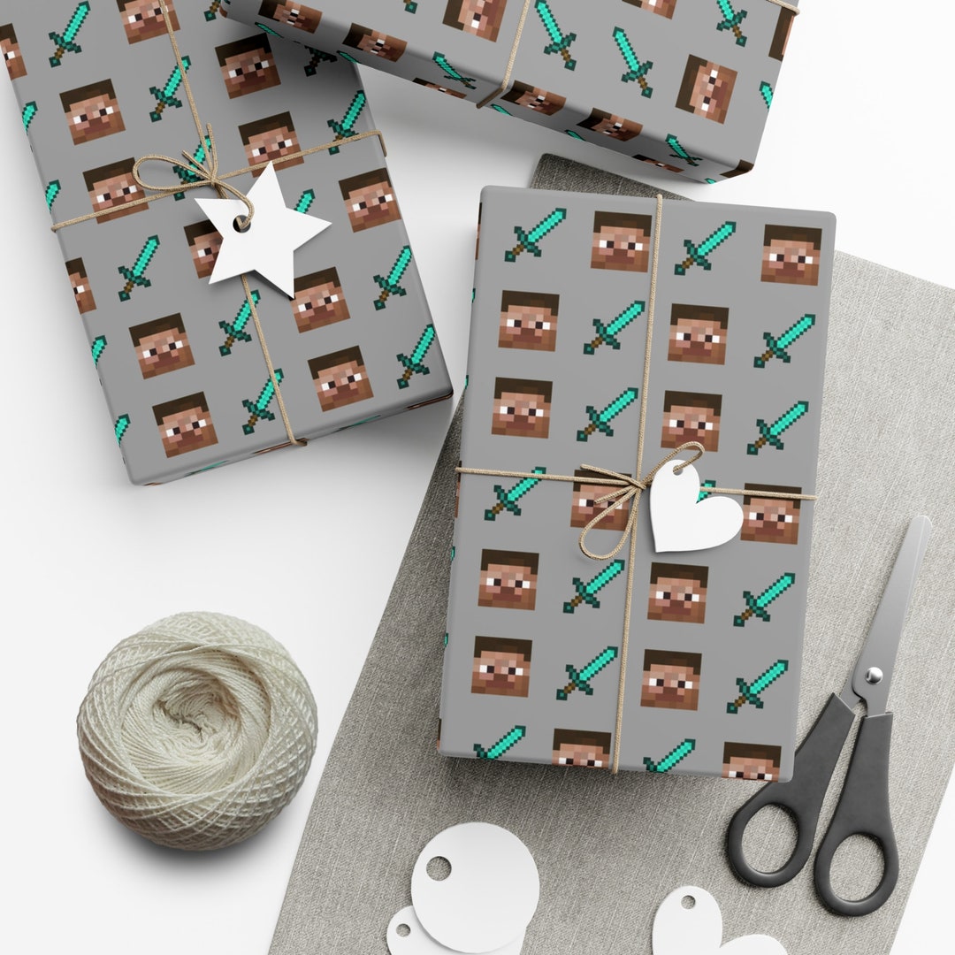 Minecraft Steve & Diamond Swords on Grey Gamer Birthday - Etsy