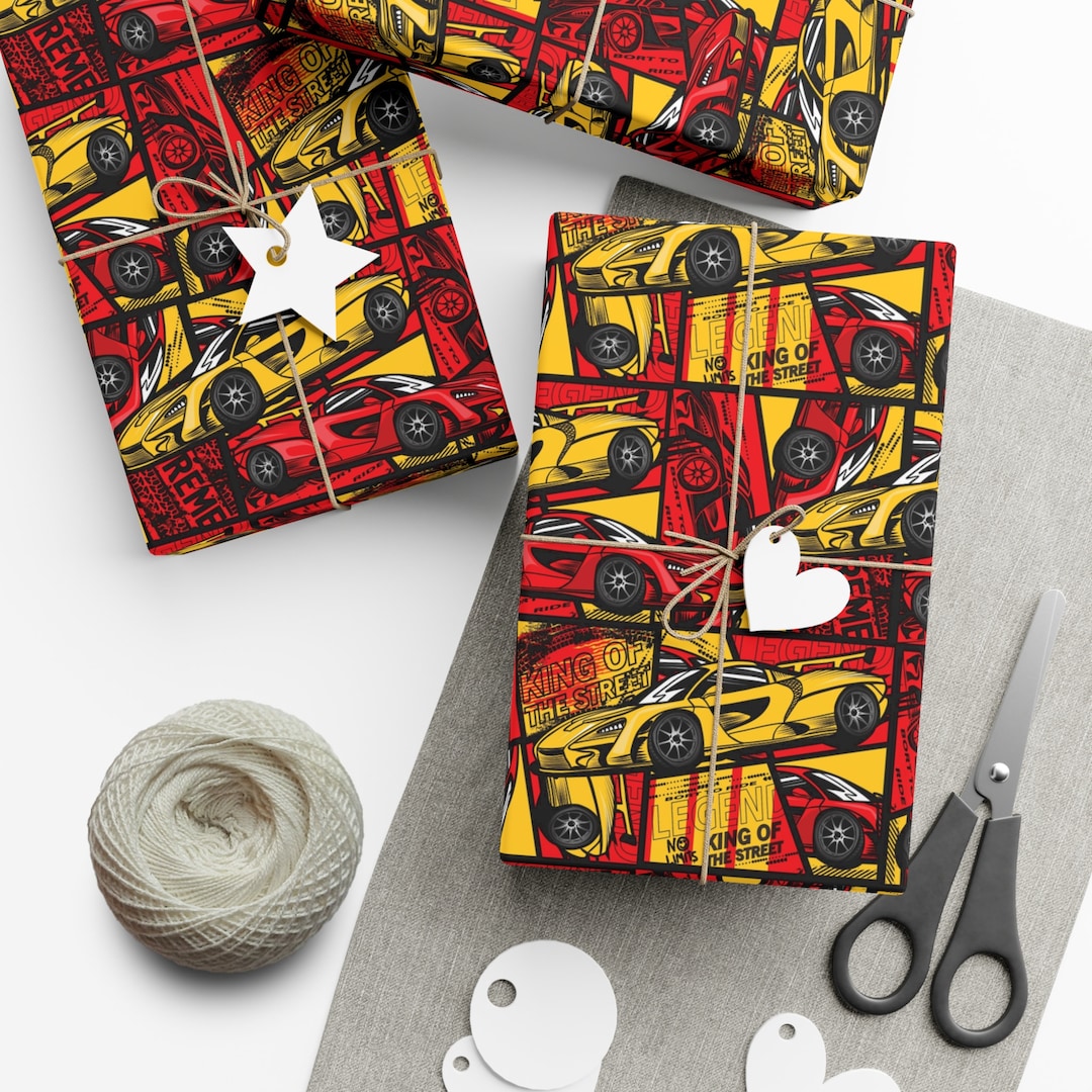 Race Car Birthday Gift Wrapping Paper - Etsy