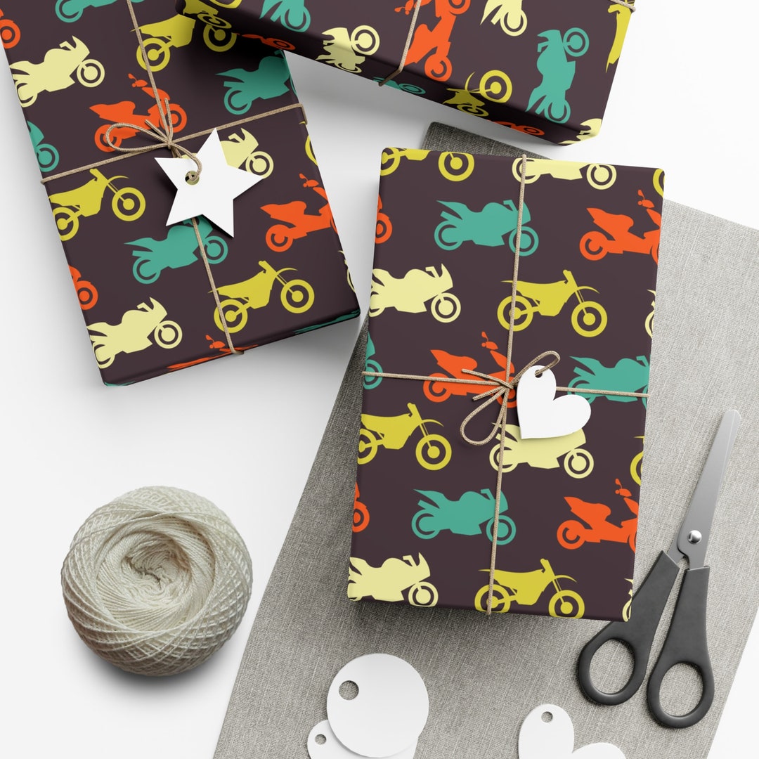 Motorcycle Birthday Gift Wrapping Paper - Etsy