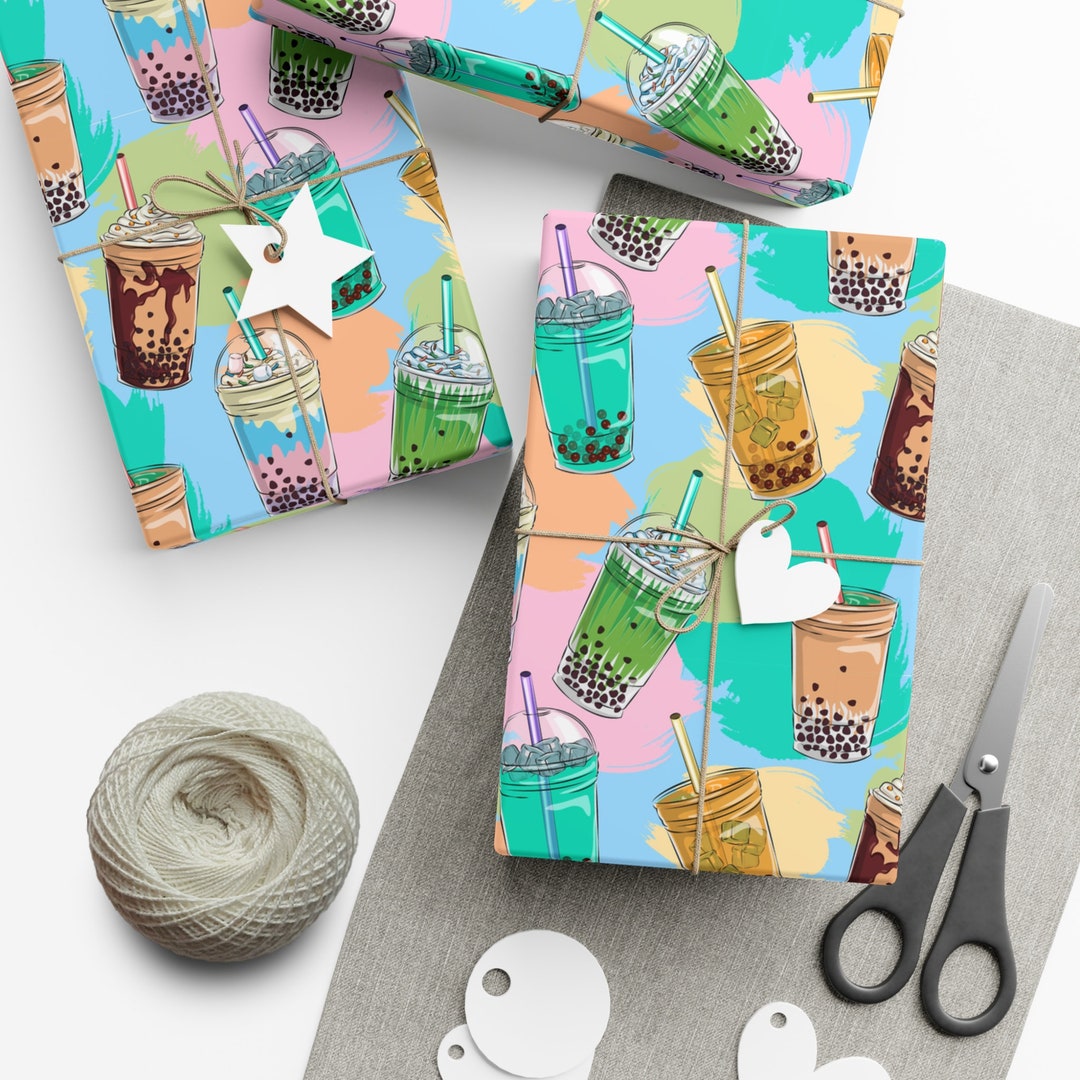 Boba Tea Gift Wrapping Paper - Etsy
