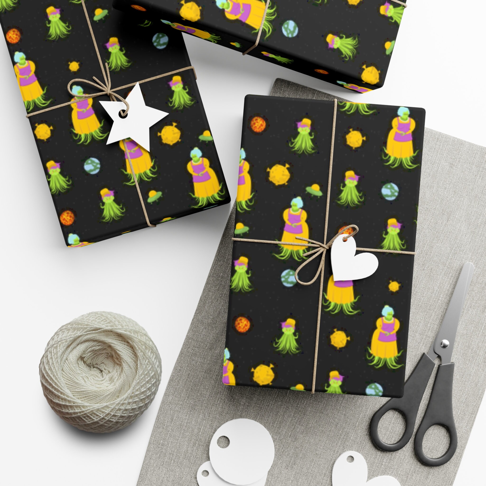 Alien Grandma in Space Weird Birthday Gift Wrapping Paper - Etsy