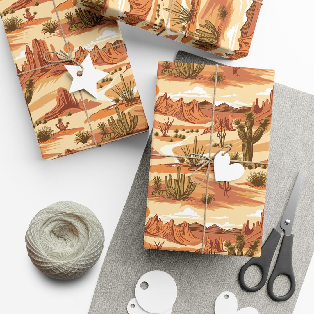 Arizona Desert Landscape Saguaro Cactus Wrapping Paper, Gift Wrap ...