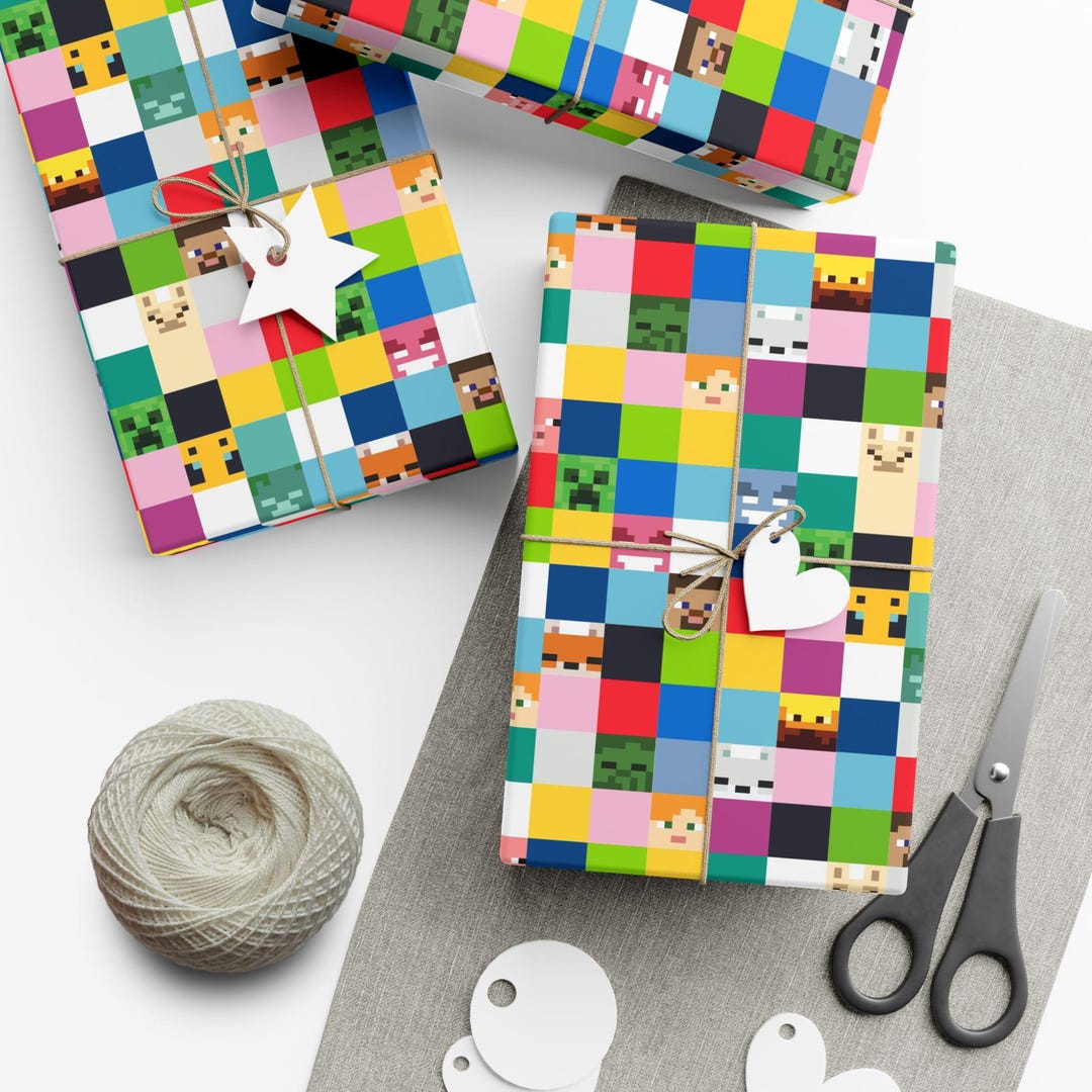 Minecraft Gamer Birthday Christmas Gift Wrapping Paper - Etsy