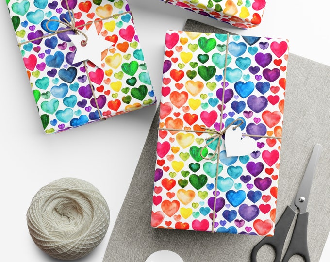 Love Heart Wrapping Paper - Etsy