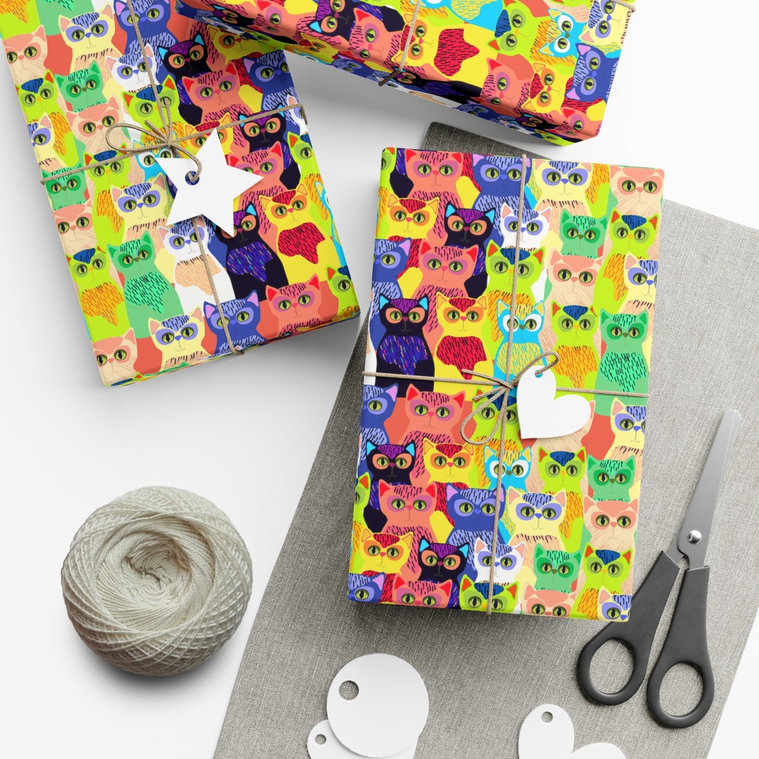 Colorful Cats Gift Wrapping Paper - Etsy