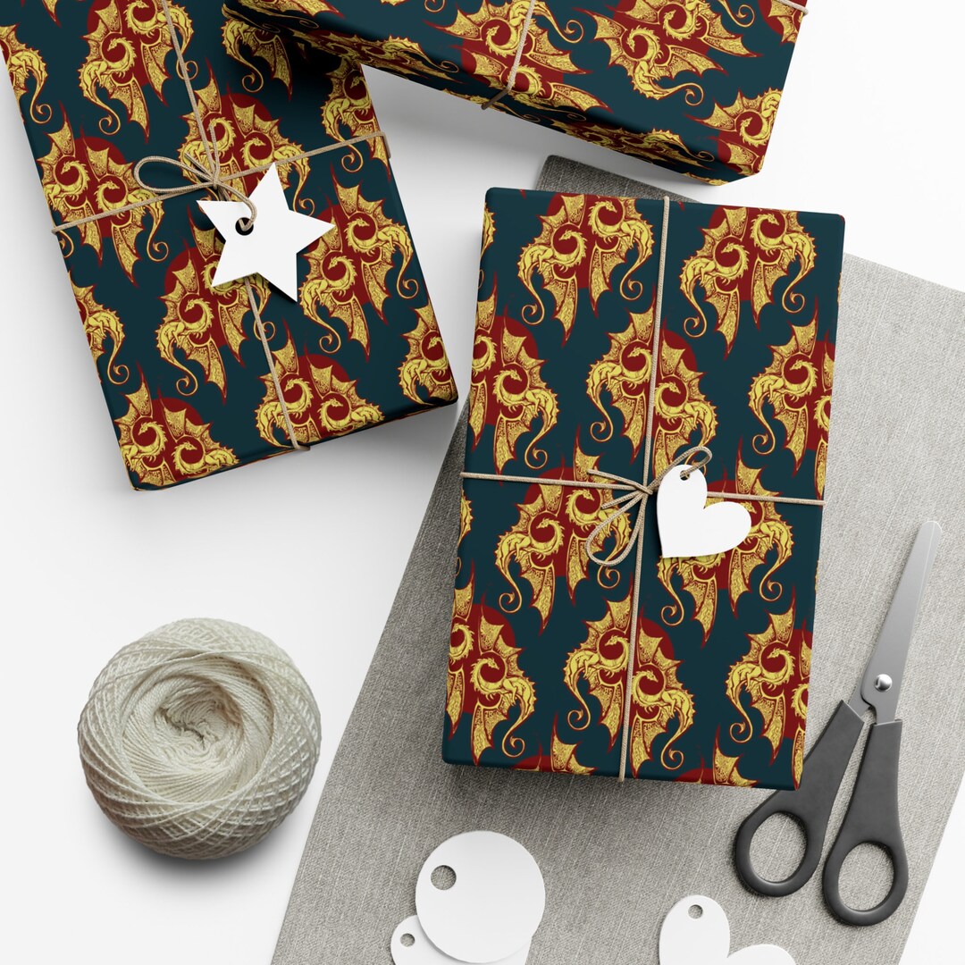 Twin Dragons Gift Wrapping Paper - Etsy