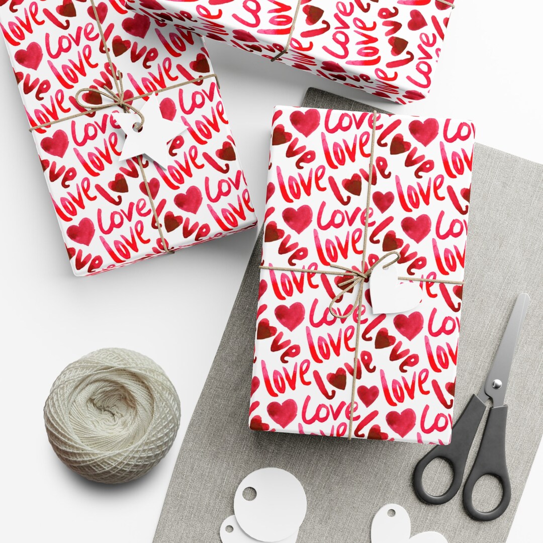 Red Love Valentines Gift Wrapping Paper - Etsy