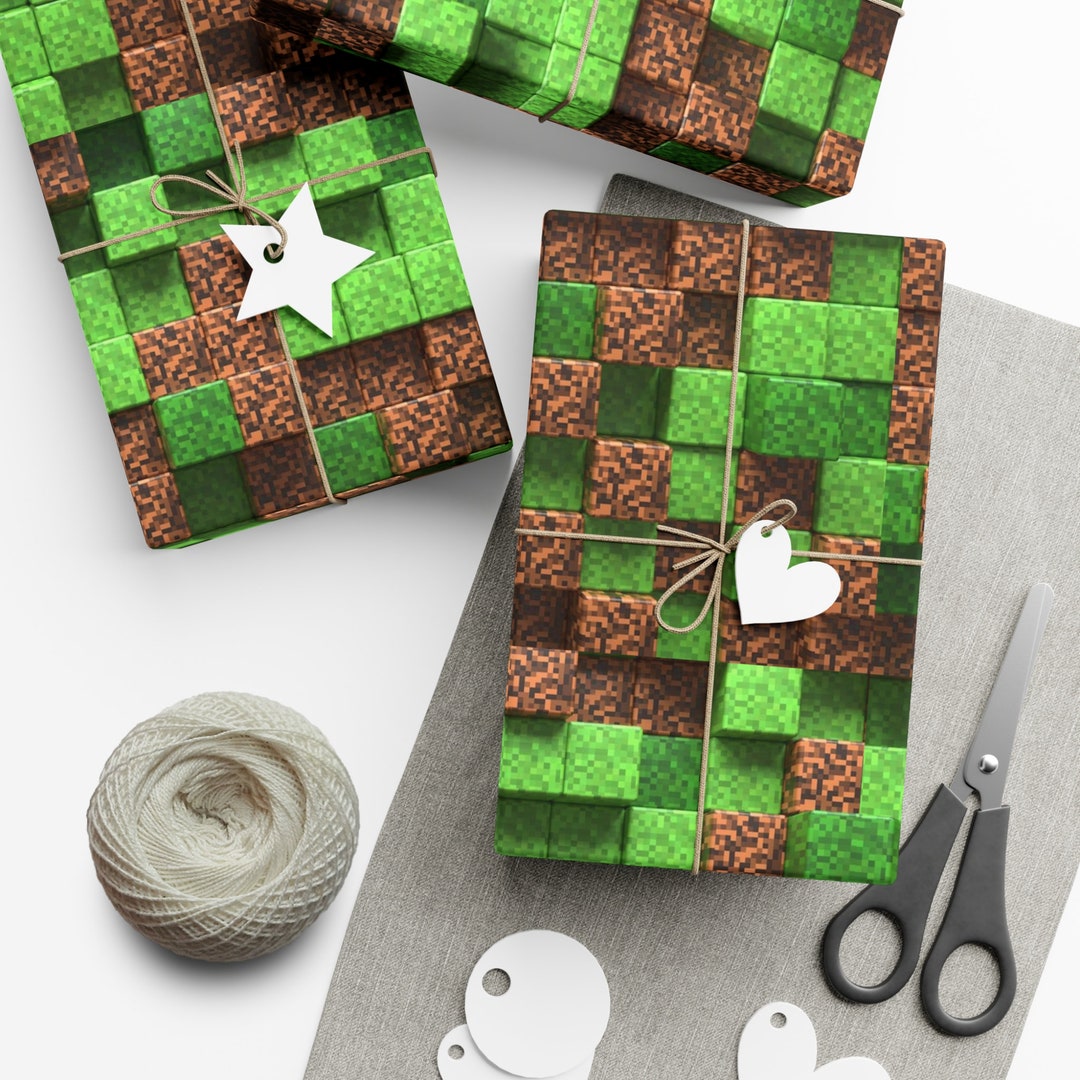 Minecraft Blocks Gamer Birthday Christmas Gift Wrapping Paper - Etsy