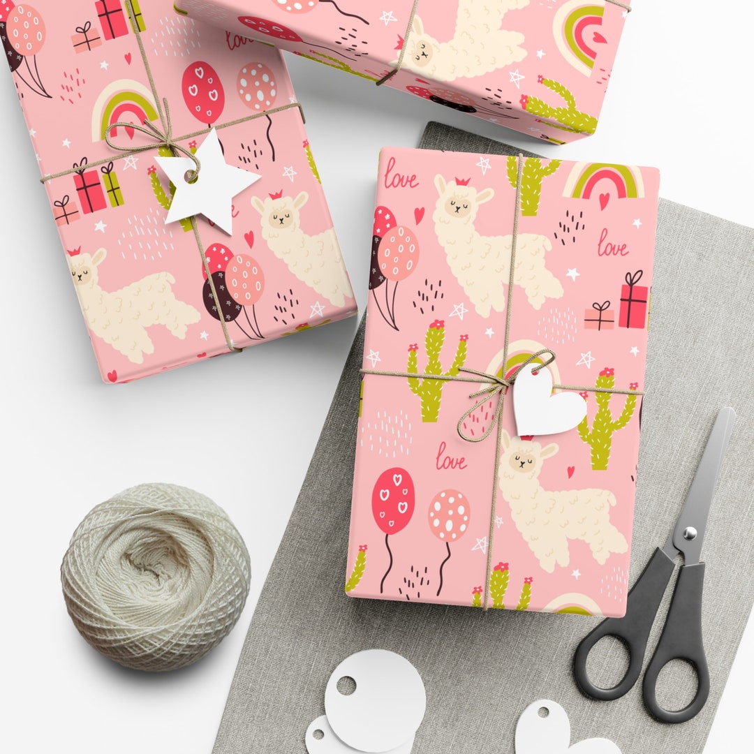 Pink Love Llama Alpaca Gift Wrapping Paper - Etsy