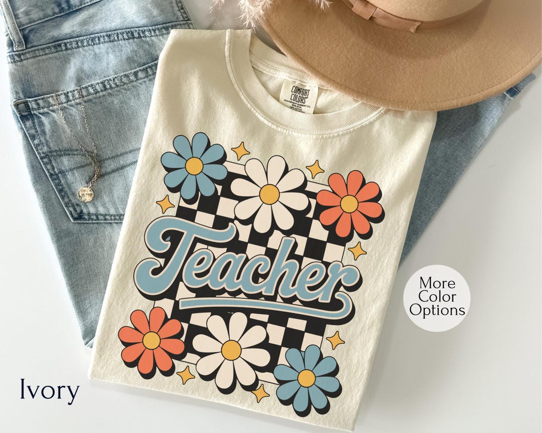 Retro Teacher, Groovy Floral Teacher Shirt, Preppy Teacher Life ...