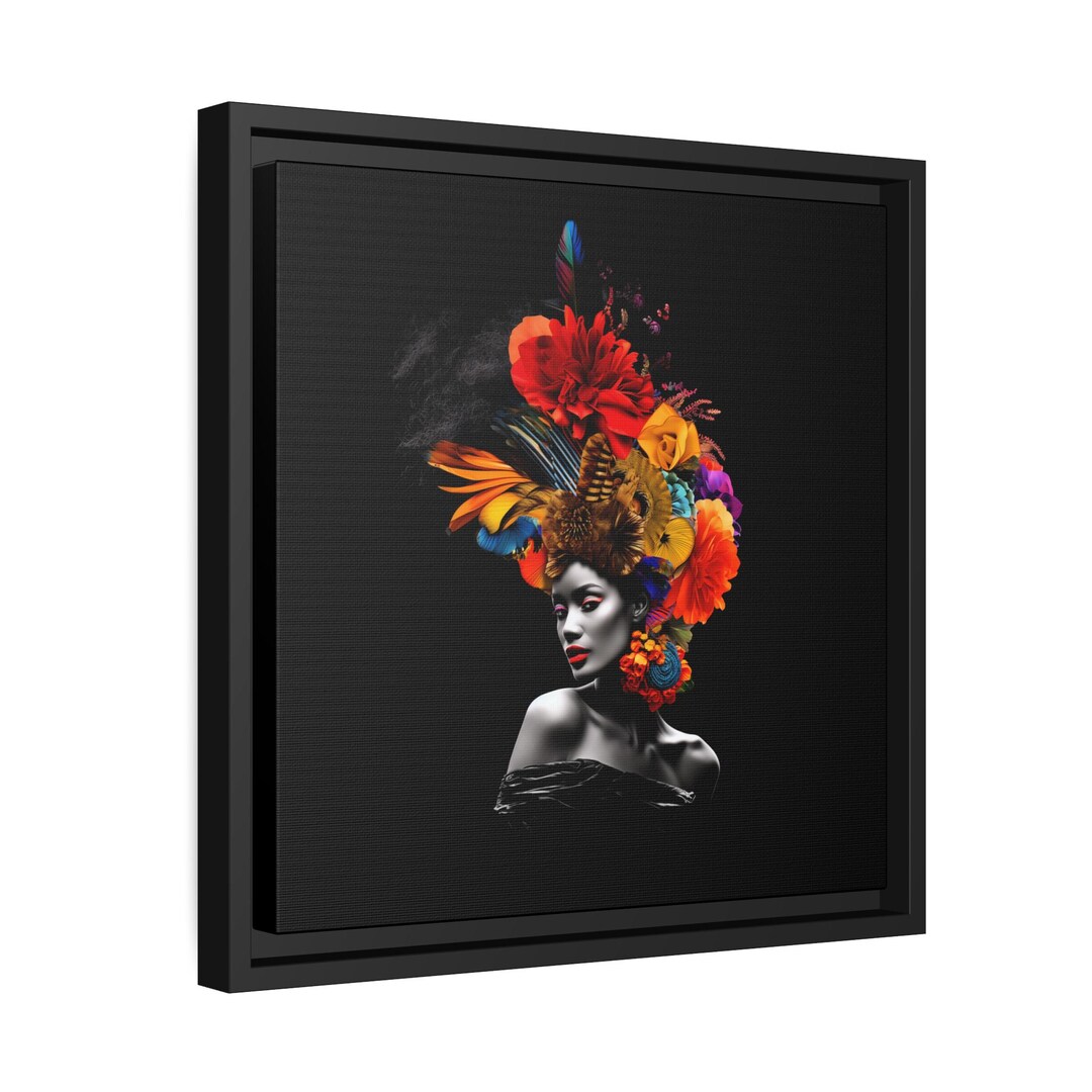 Tropical Radiance - Exotic Floral Headdress Portrait Canvas Art Print ...