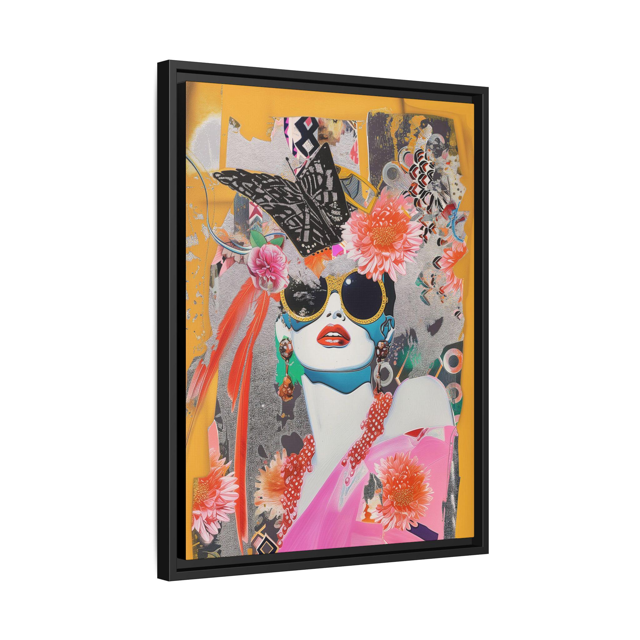 Eclectic Pop Art Portrait With Floral Motifs Canvas Print, Matte Canvas ...