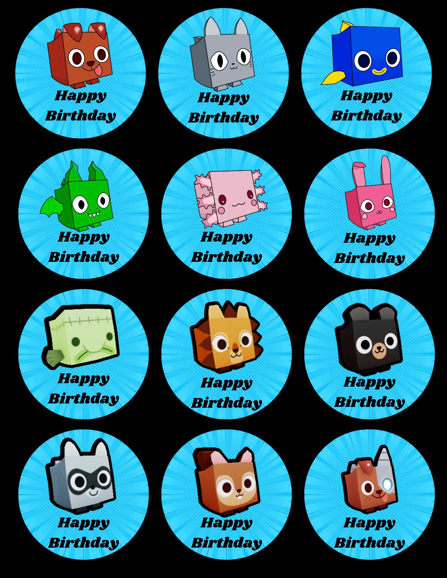 Downloadable Pet Simulator Cupcake Toppers - Etsy