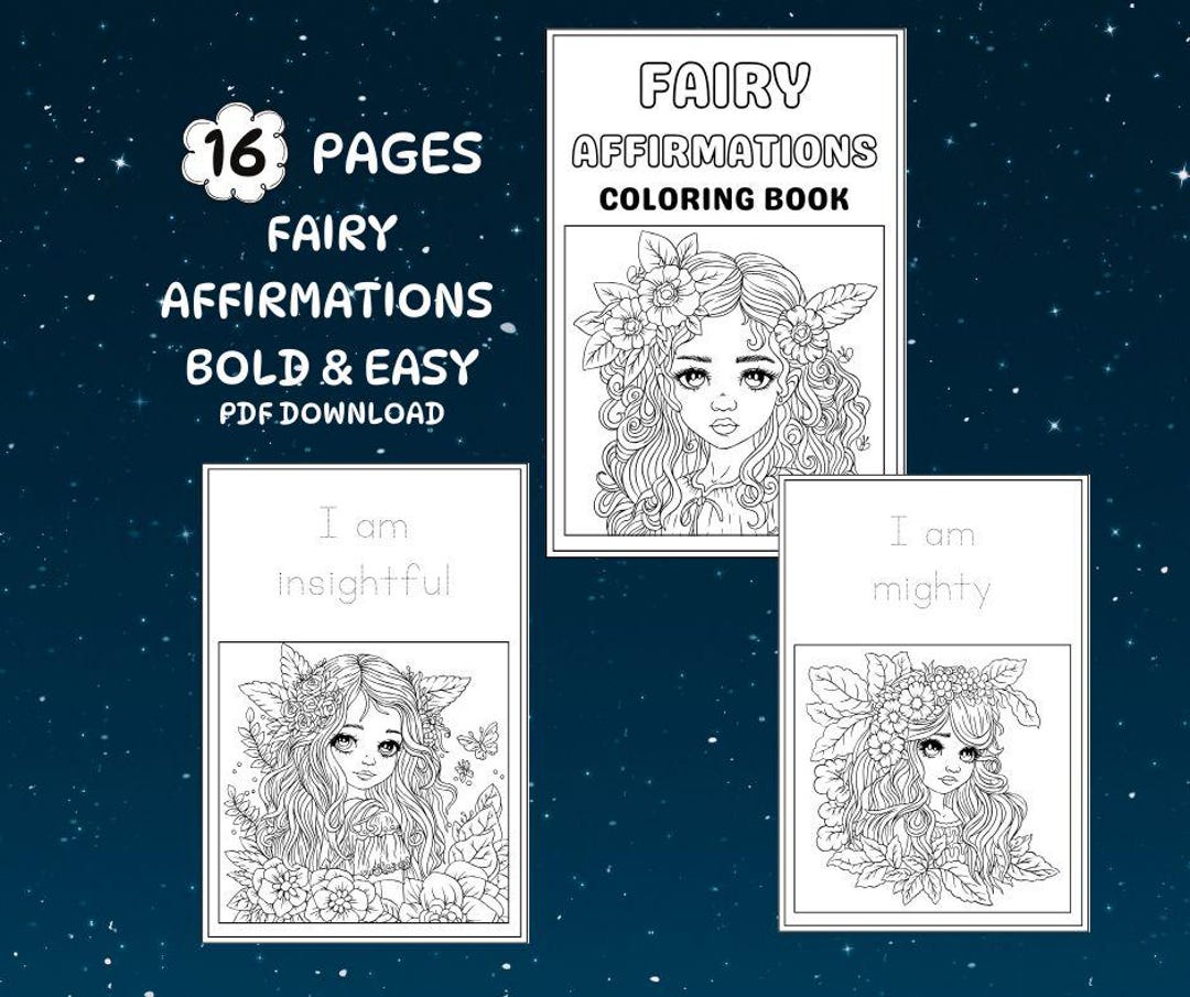 Fairy Affirmations Coloring Pages - Etsy