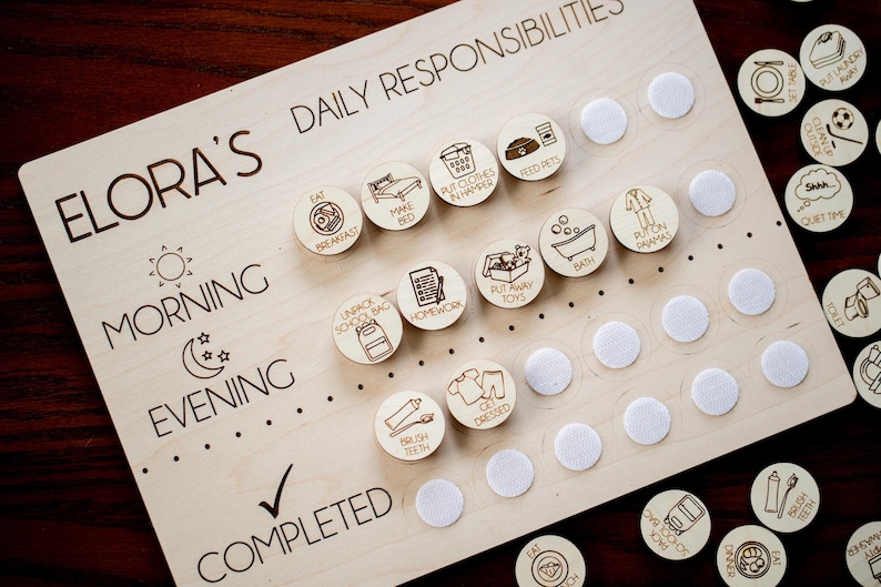 Kids Chore Chart, Personalized Responsibilities Board, Daily ...