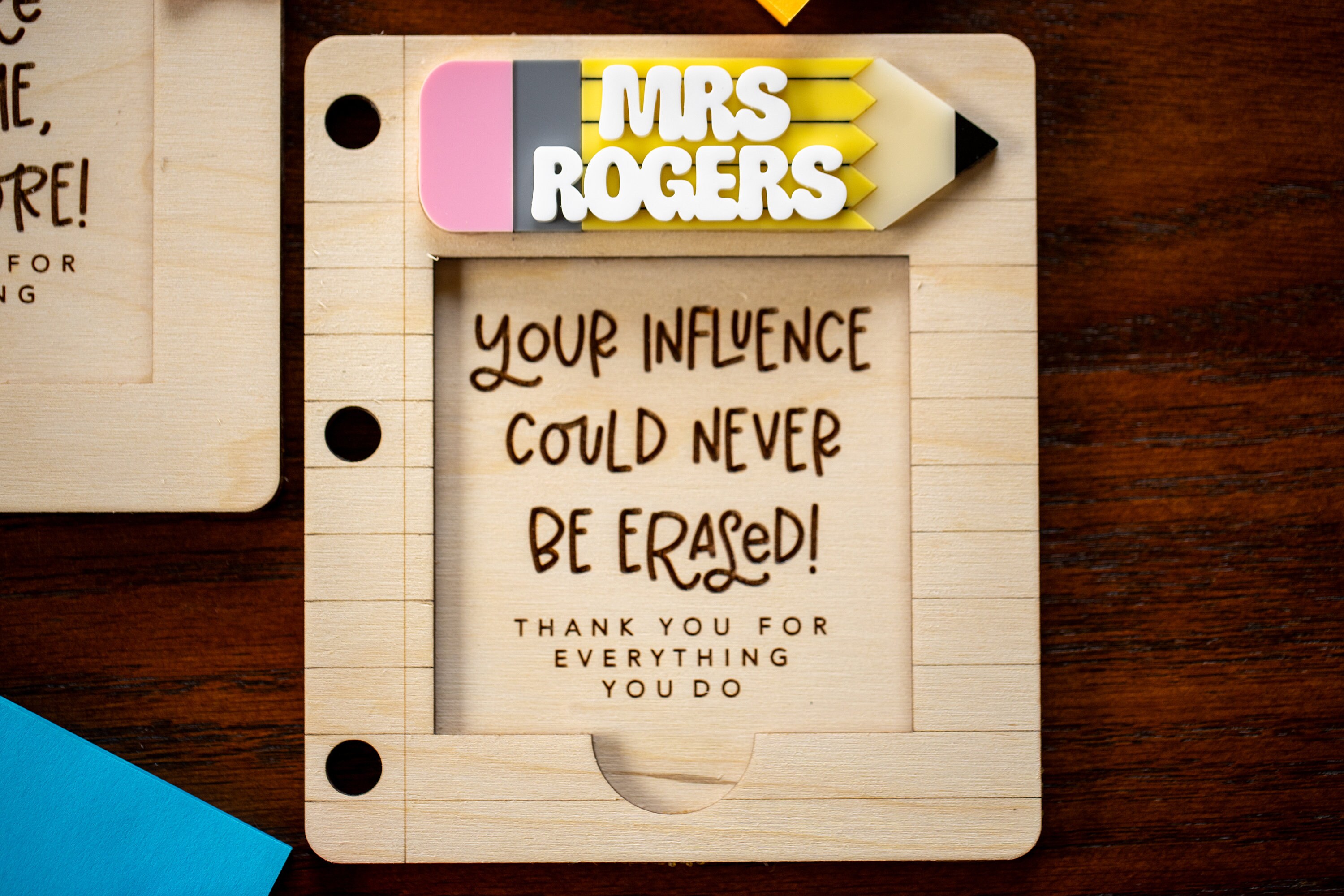 Teacher Appreciation Gift Sticky Note Holder, Teacher Sticky Note ...