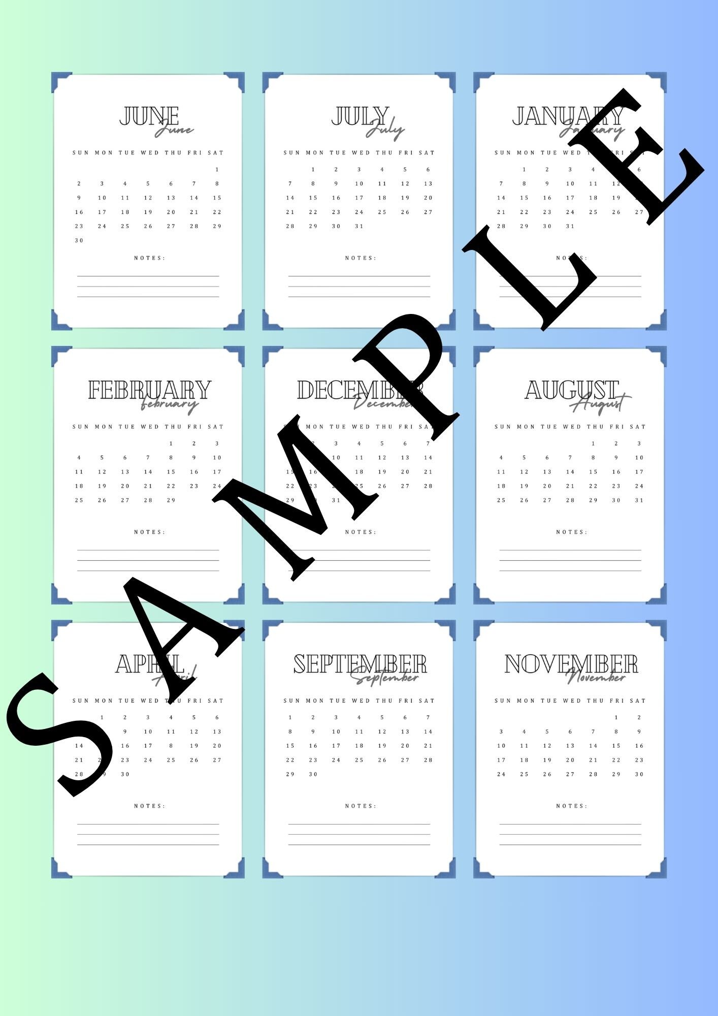 Minimalist Printable Calendar 2024 A4 Size Instant Download - Etsy