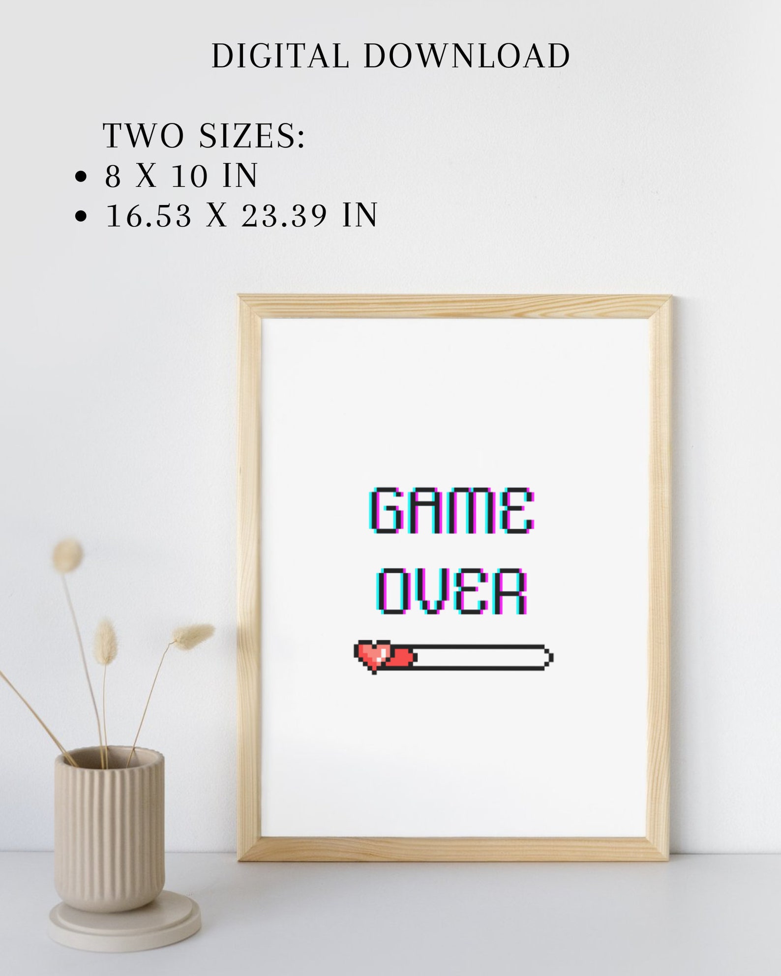 Printable Game Over Print | Instant Download Home Decor Wall Print - Etsy
