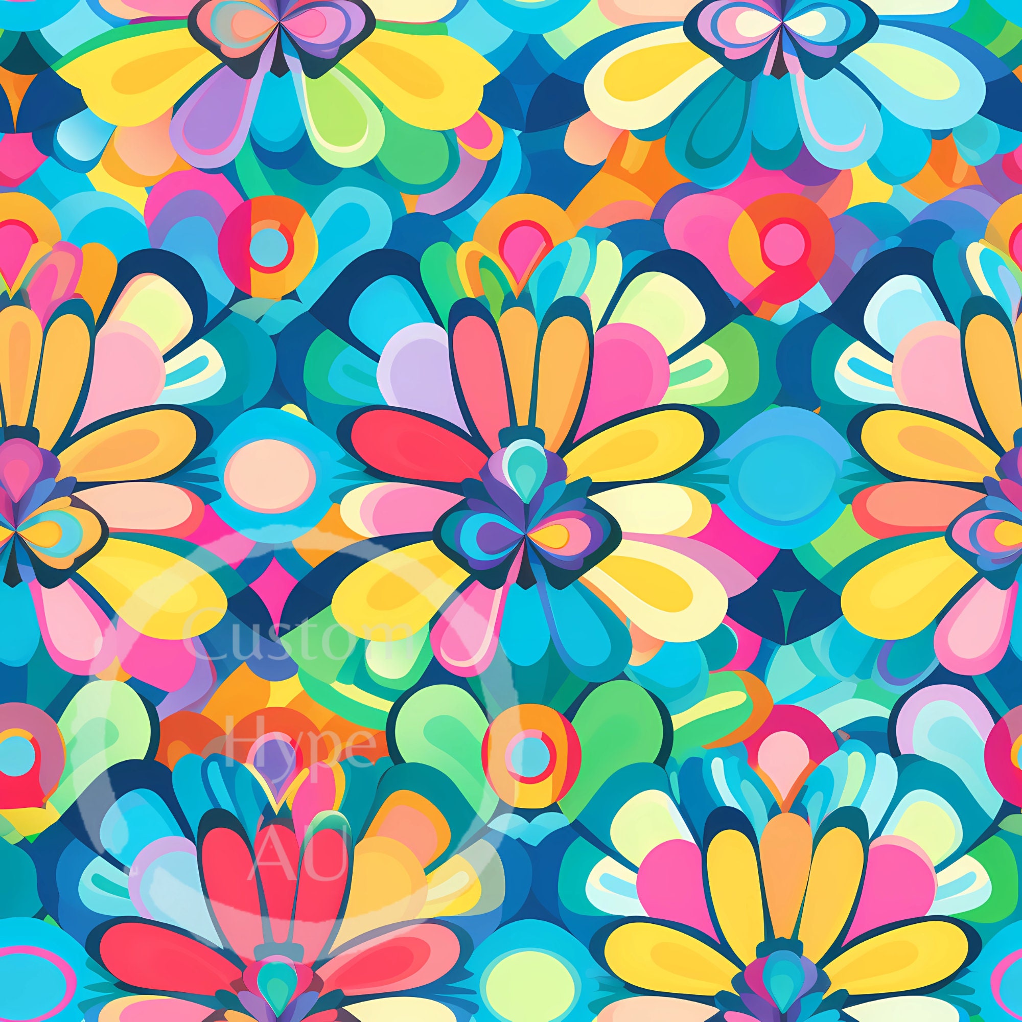 Rainbow Geometric Floral Digital Seamless Pattern Sublimation and Print ...