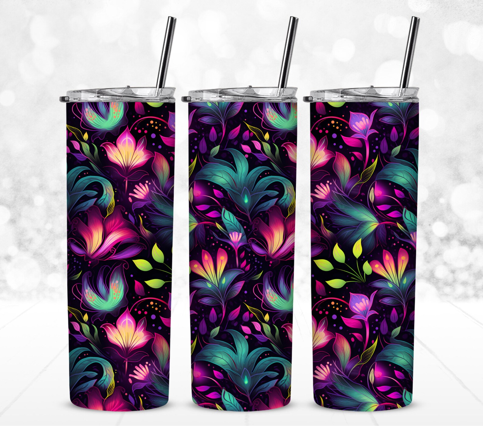 Digital Seamless Pattern for Sublimation Vibrant Luminescent Floral ...