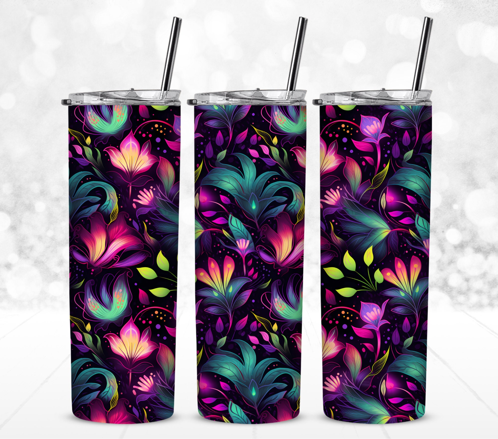 Digital Seamless Pattern for Sublimation Vibrant Luminescent Floral ...