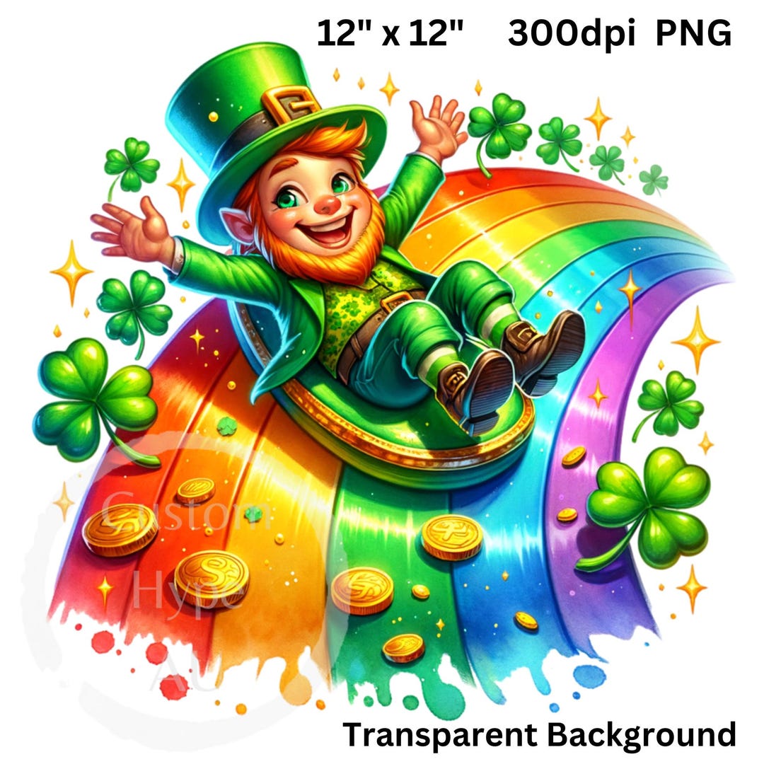 Lucky Rainbow St Patrick's Day PNG - Transparent Background - 12" X 12 ...