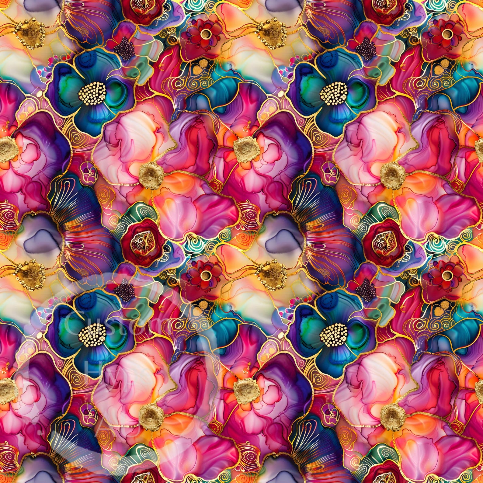 Alcohol Ink Batik Abstract Floral Seamless Pattern - Sublimation and ...