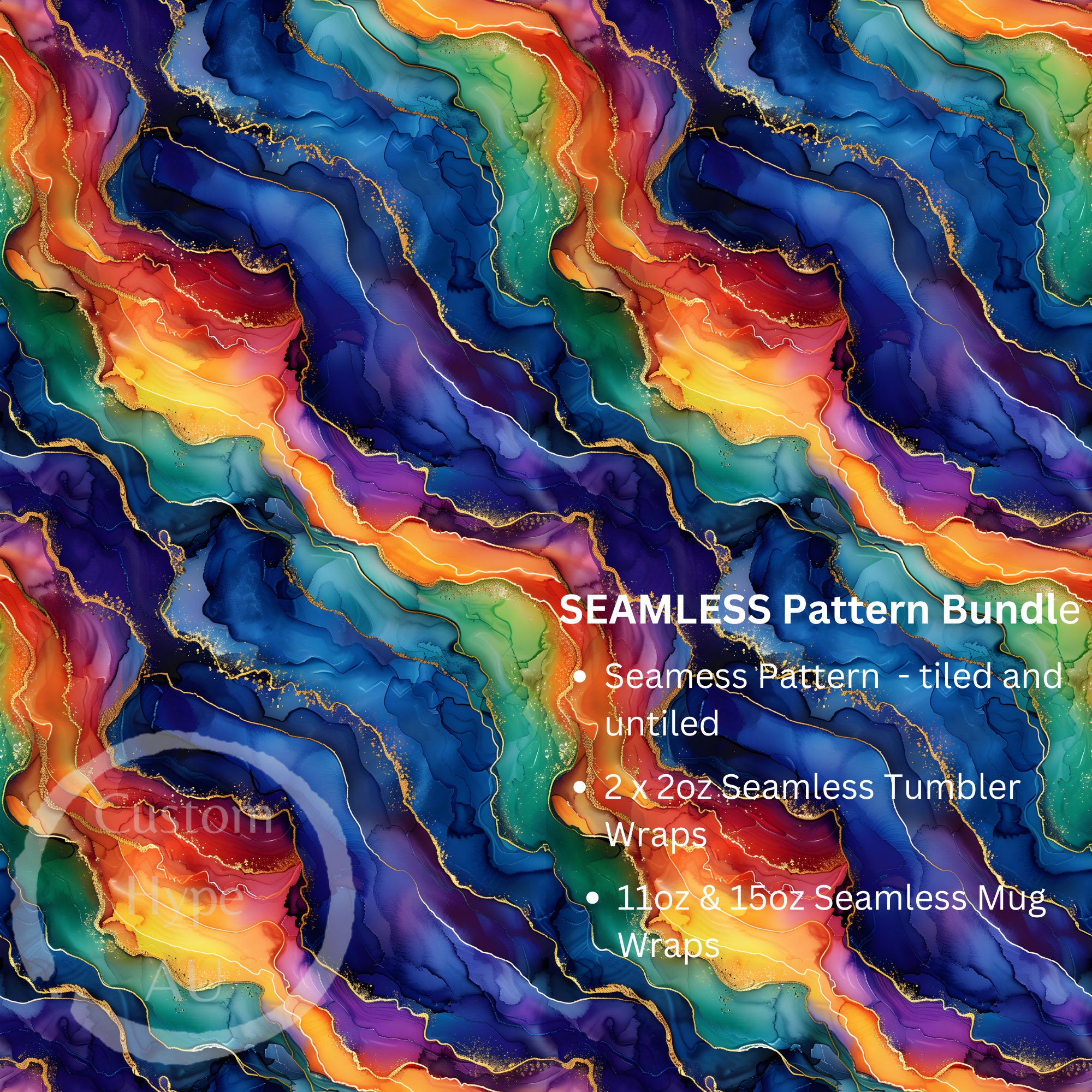 Rainbow Alcohol Ink Seamless Pattern With Bonuses - Sublimation and ...