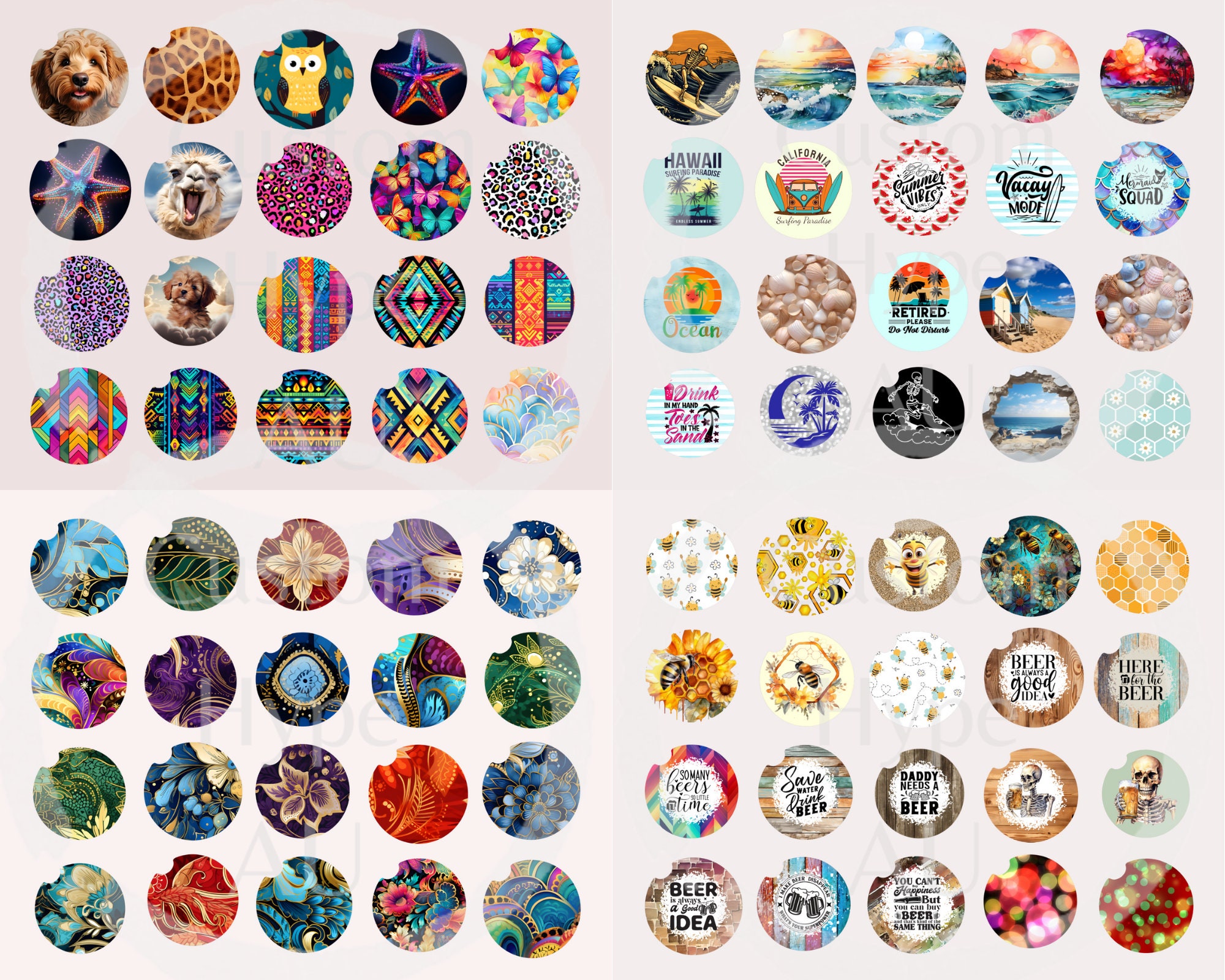 350 Car Coaster Designs Bundle for Sublimation - Suitable for All Types ...
