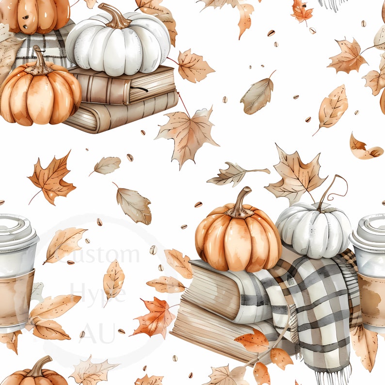 Watercolour Fall Seamless Pattern - Sublimation and Print - 300dpi PNG ...