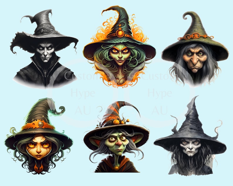 40 Halloween Witches Clipart Image Bundle for Sublimation and Print ...