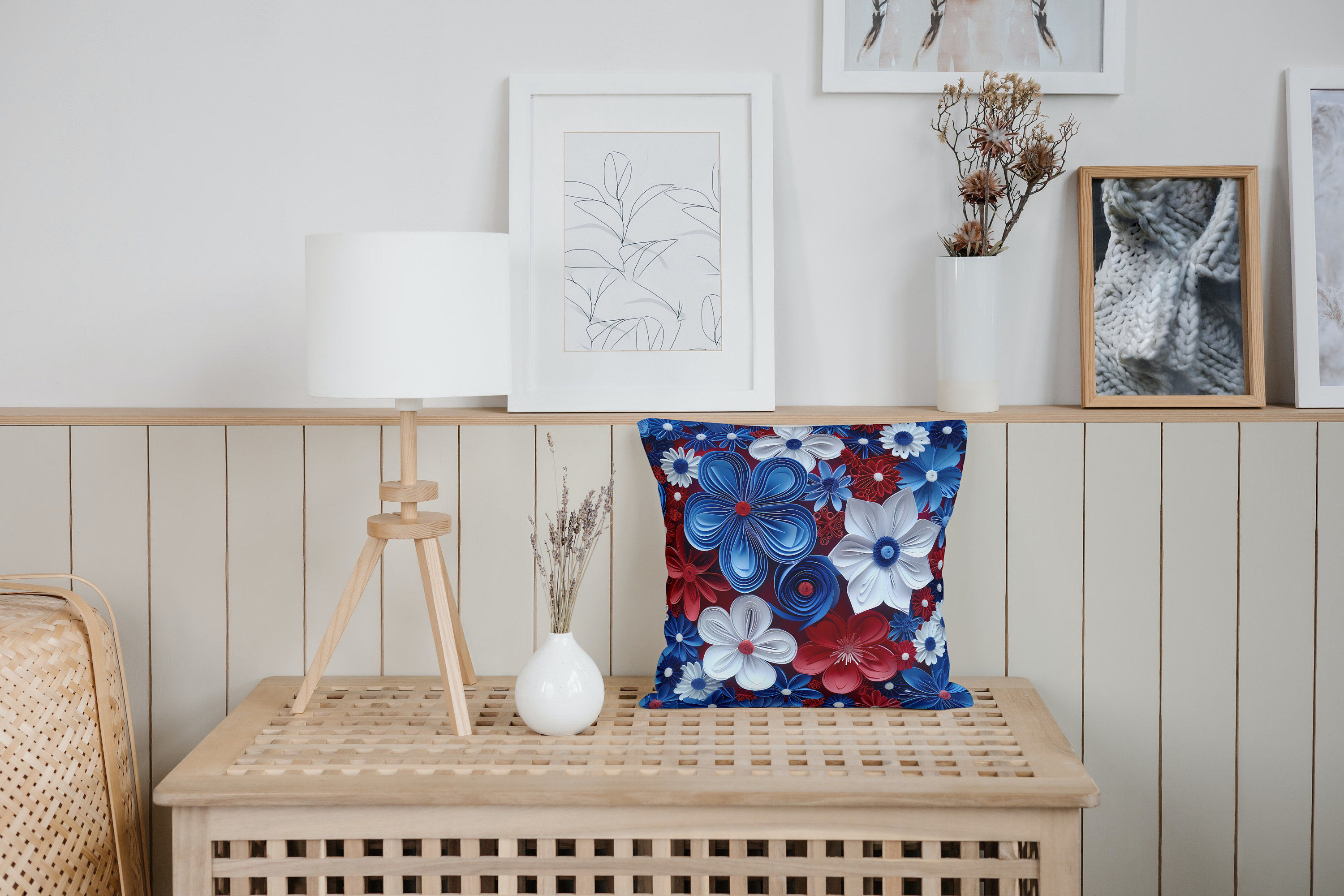 Red, White and Blue 3d Floral Digital Seamless Pattern - Sublimation ...