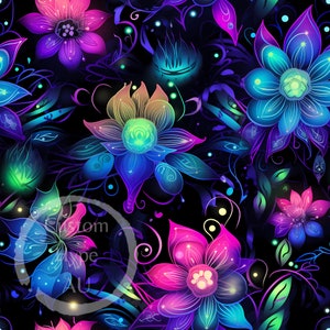 Digital Seamless Pattern - Colourful Luminescent Floral Pattern 1 ...