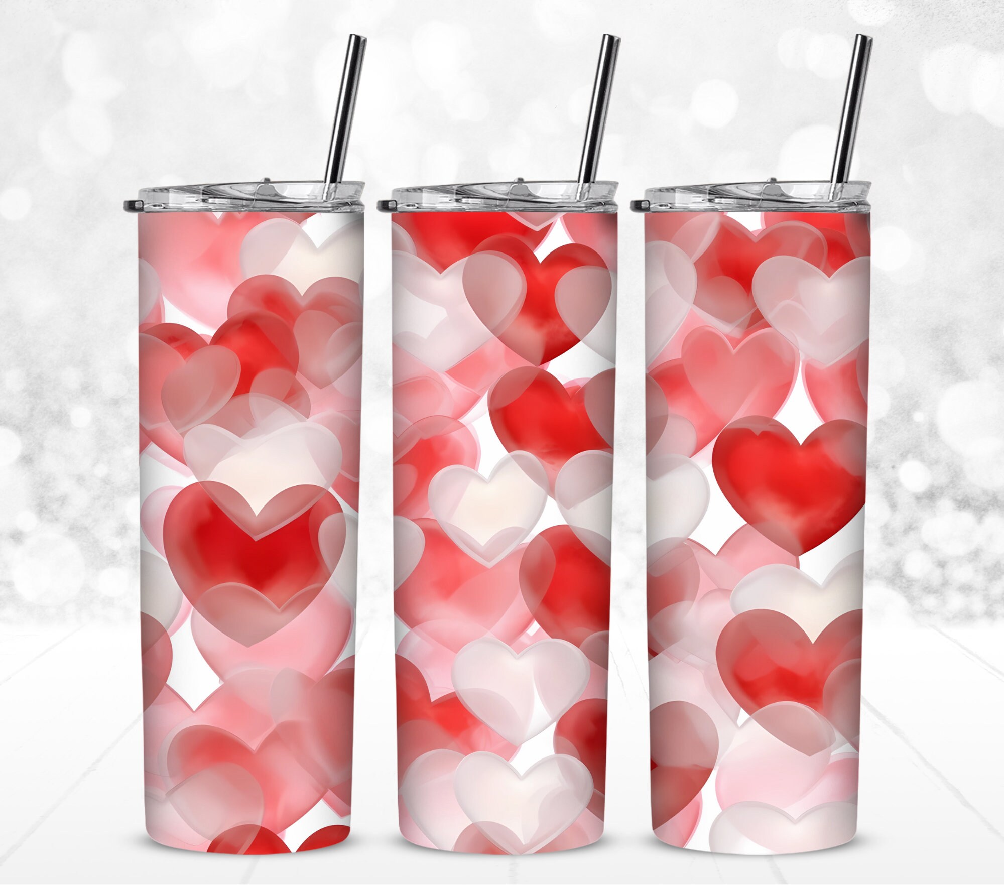 Overlapping Red & White Love Hearts Digital Seamless Pattern ...
