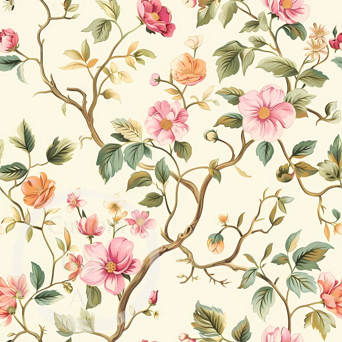 Seamless Pattern - Vintage Floral Chintz - Sublimation & Print - 300dpi ...