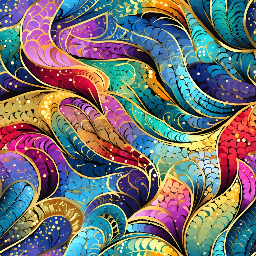 Vibrant Rainbow Batik Digital Seamless Pattern - Sublimation and Print ...