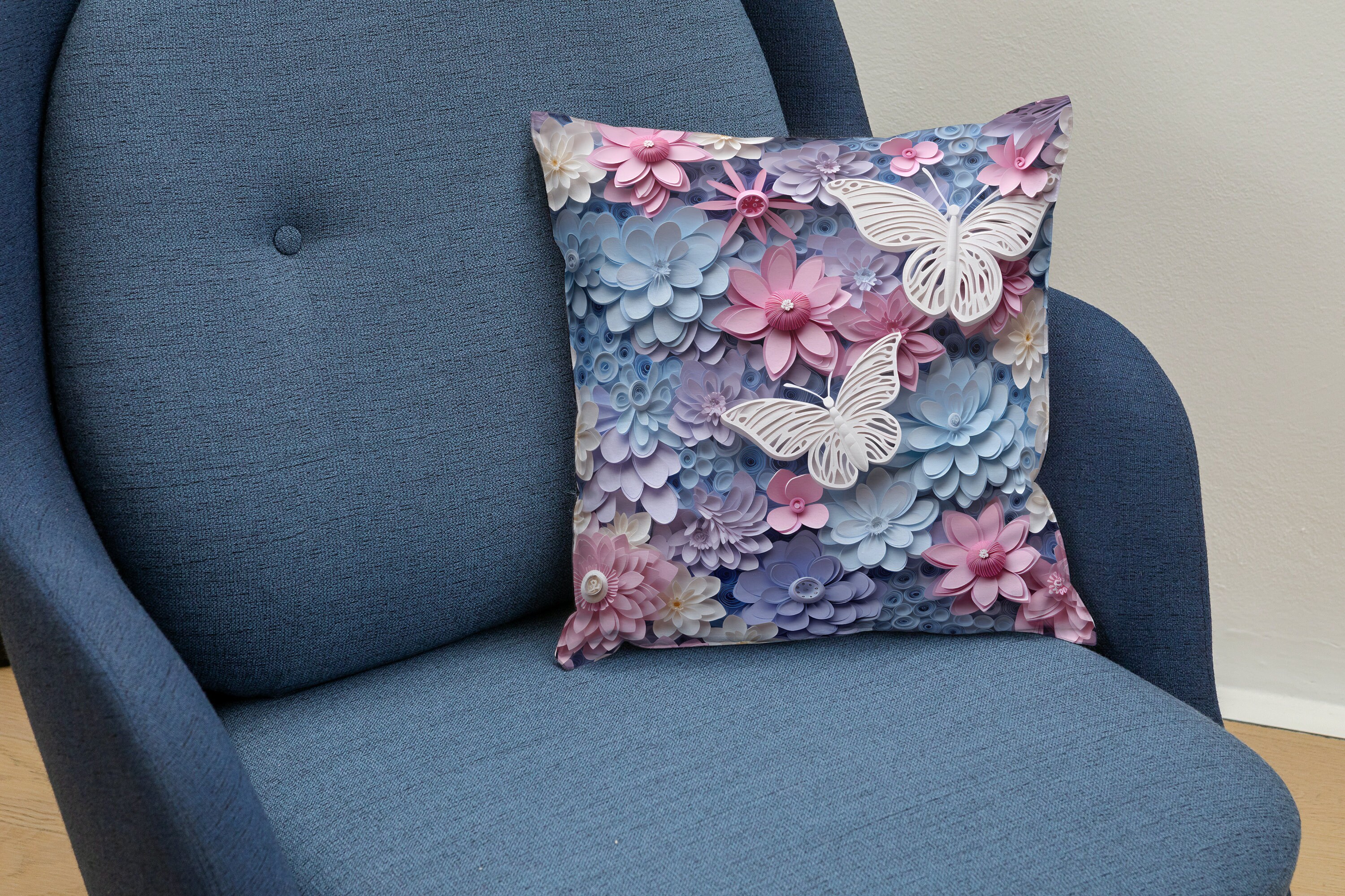 Very Pretty 3d Pastel Flowers & Butterflies Seamless Digital Pattern ...