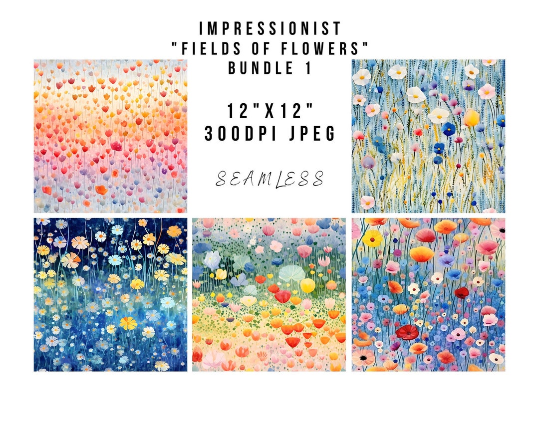 Beautiful Watercolour Impressionist "fields of Flowers" Seamless ...