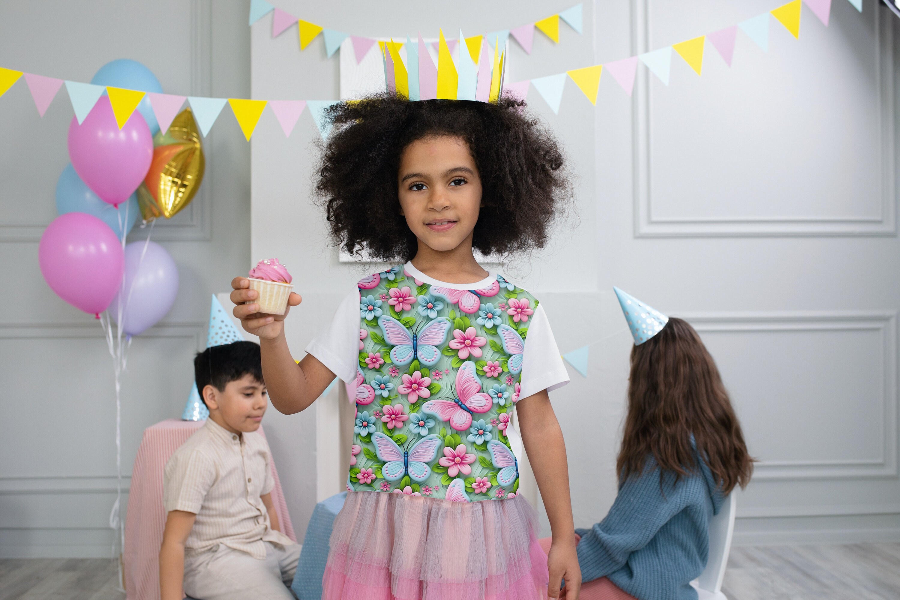 Pink & Blue 3d Seamless Pattern - Flowers and Butterflies - Sublimation ...