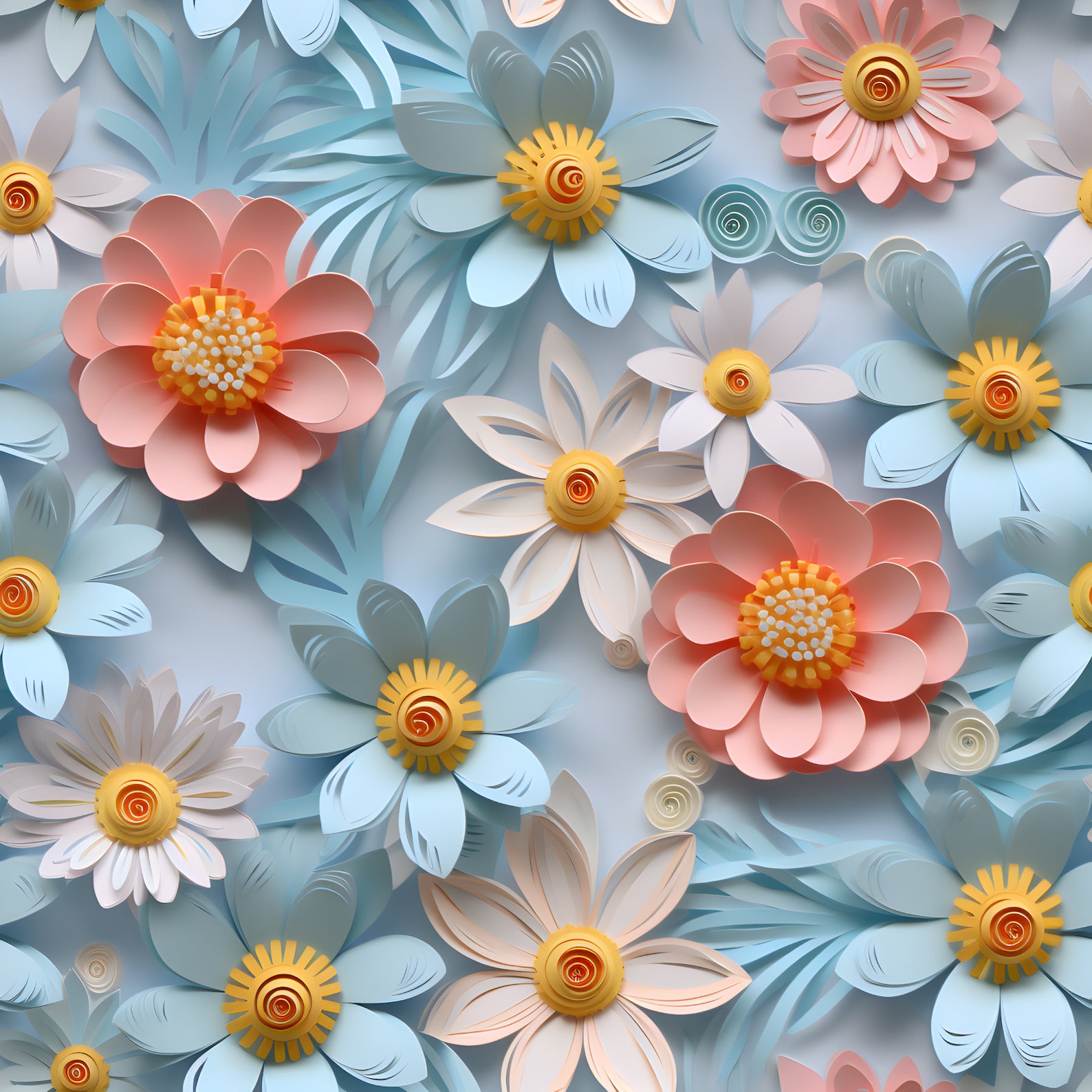 Beautiful 3d Pastel Flowers Seamless Pattern for Sublimation and Print ...