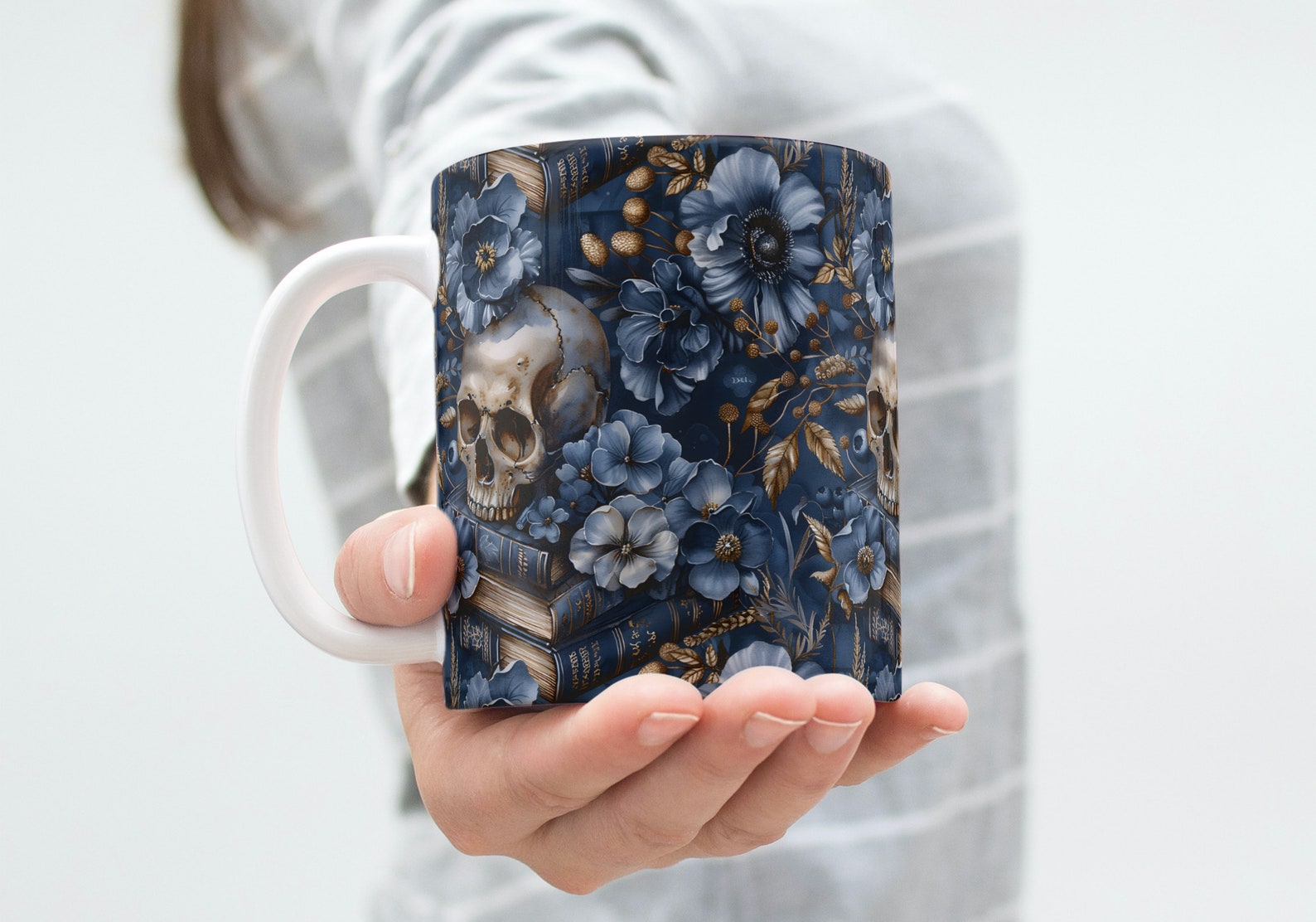 Moody Skull Seamless Pattern in Blue - Sublimation and Print - 300dpi ...