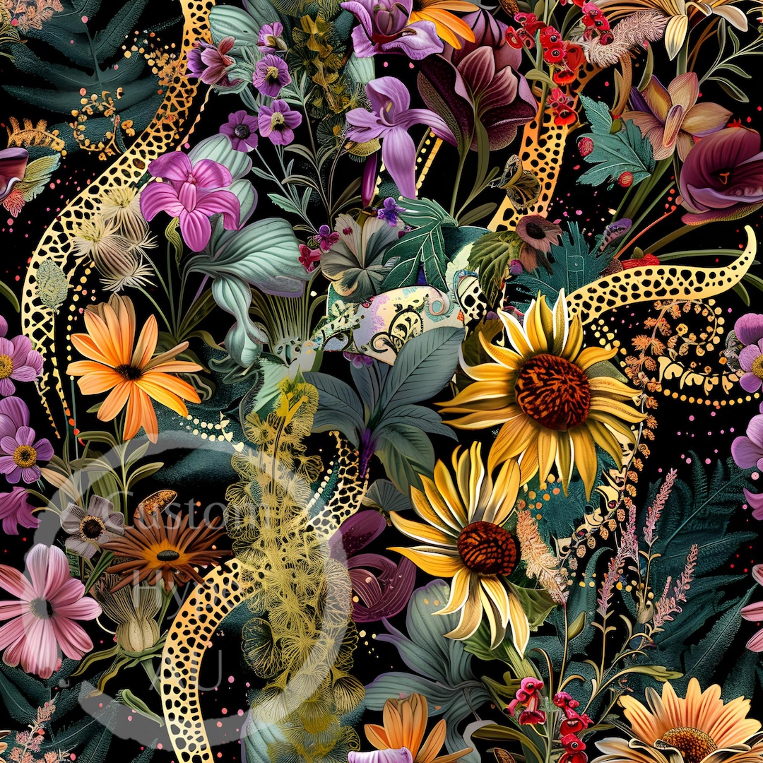 Floral Collage Seamless Pattern - Sublimation and Print - 300dpi PNG ...