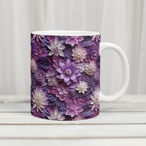 3d Quilled Purple Floral Seamless Digital Pattern - 12" X 12" 300dpi ...