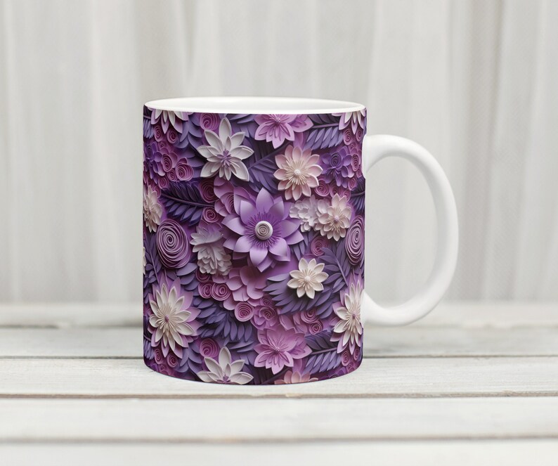 3d Quilled Purple Floral Seamless Digital Pattern - 12" X 12" 300dpi ...
