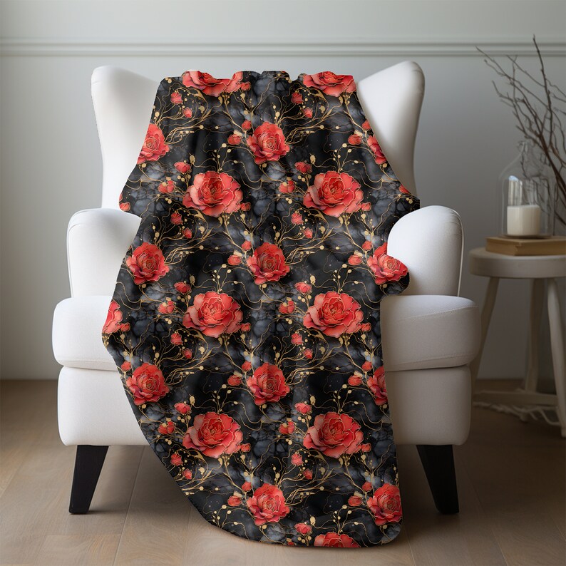 Seamless Pattern - Alcohol Ink Roses in Red and Black - Sublimation and ...