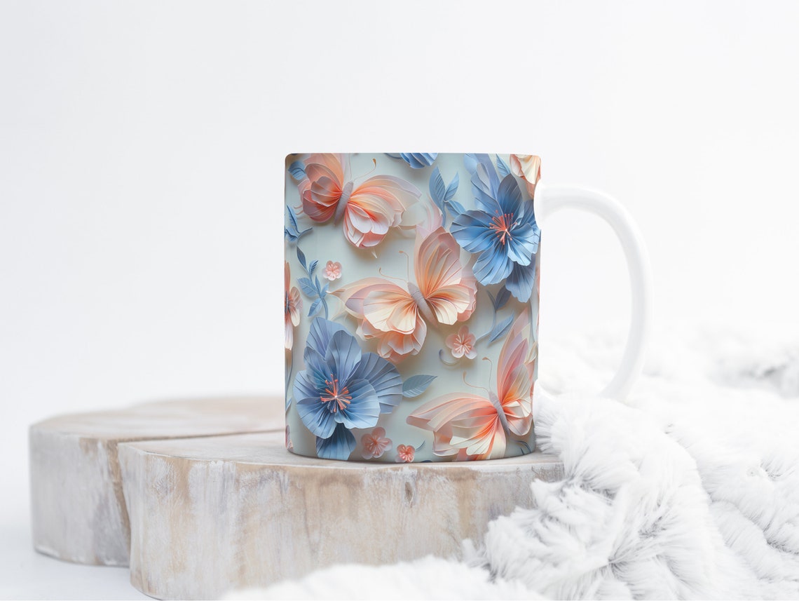 3d Paper Butterflies and Flowers Seamless Pattern - Sublimation & Print ...