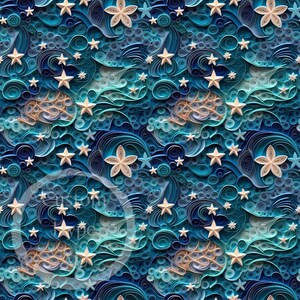 Seamless Pattern - 3d Quilled Night Sky - Sublimation and Print ...