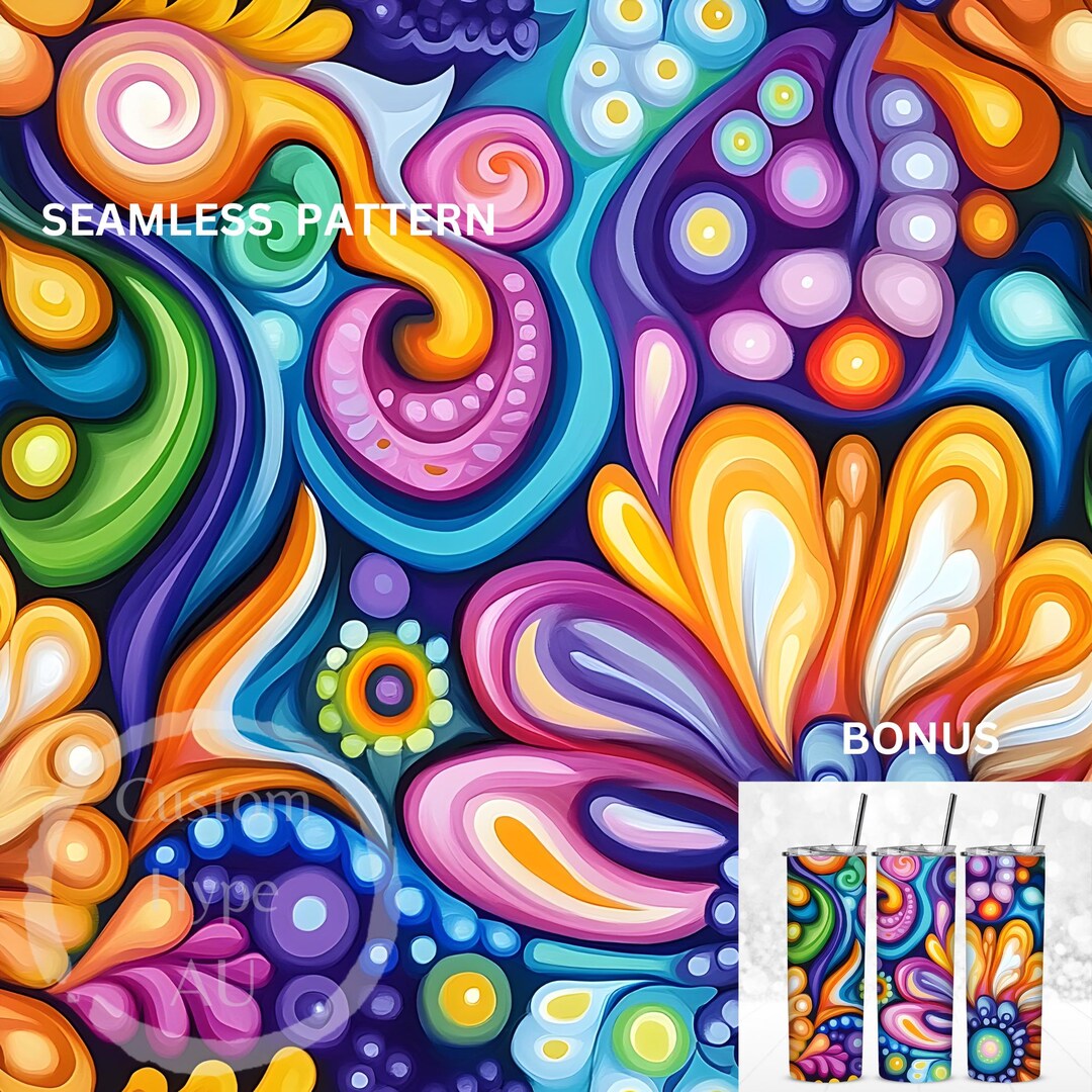 Abstract Colourful Floral Seamless Pattern - Sublimation and Print ...